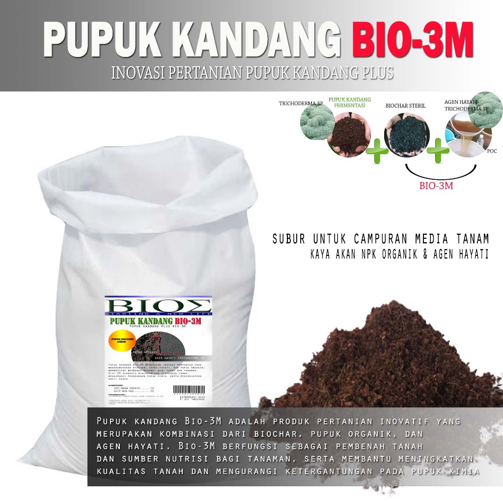 Jual Pupuk Kandang Fermentasi plus BIO-3M sangat subur siap pakai 1kg ...