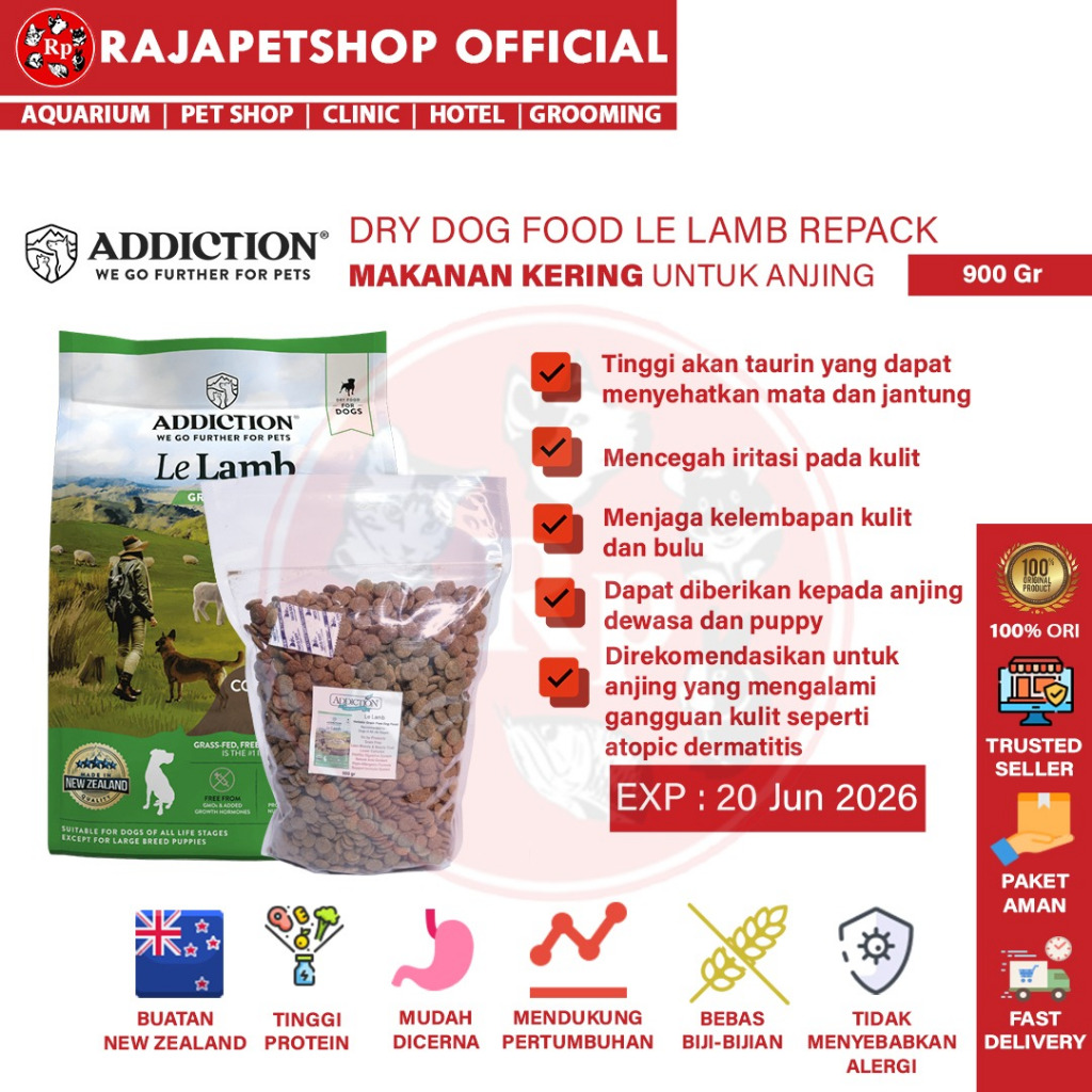 Jual ( PAKAN ) ADDICTION DOG LE LAMB REPACK 900 GR DRY FOOD MAKANAN ...