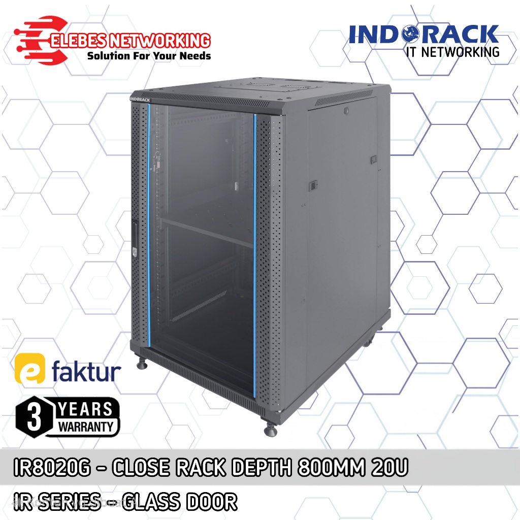 Jual IR8020G / IR8020D - Close Rack INDORACK 20U Depth 800mm Glass ...