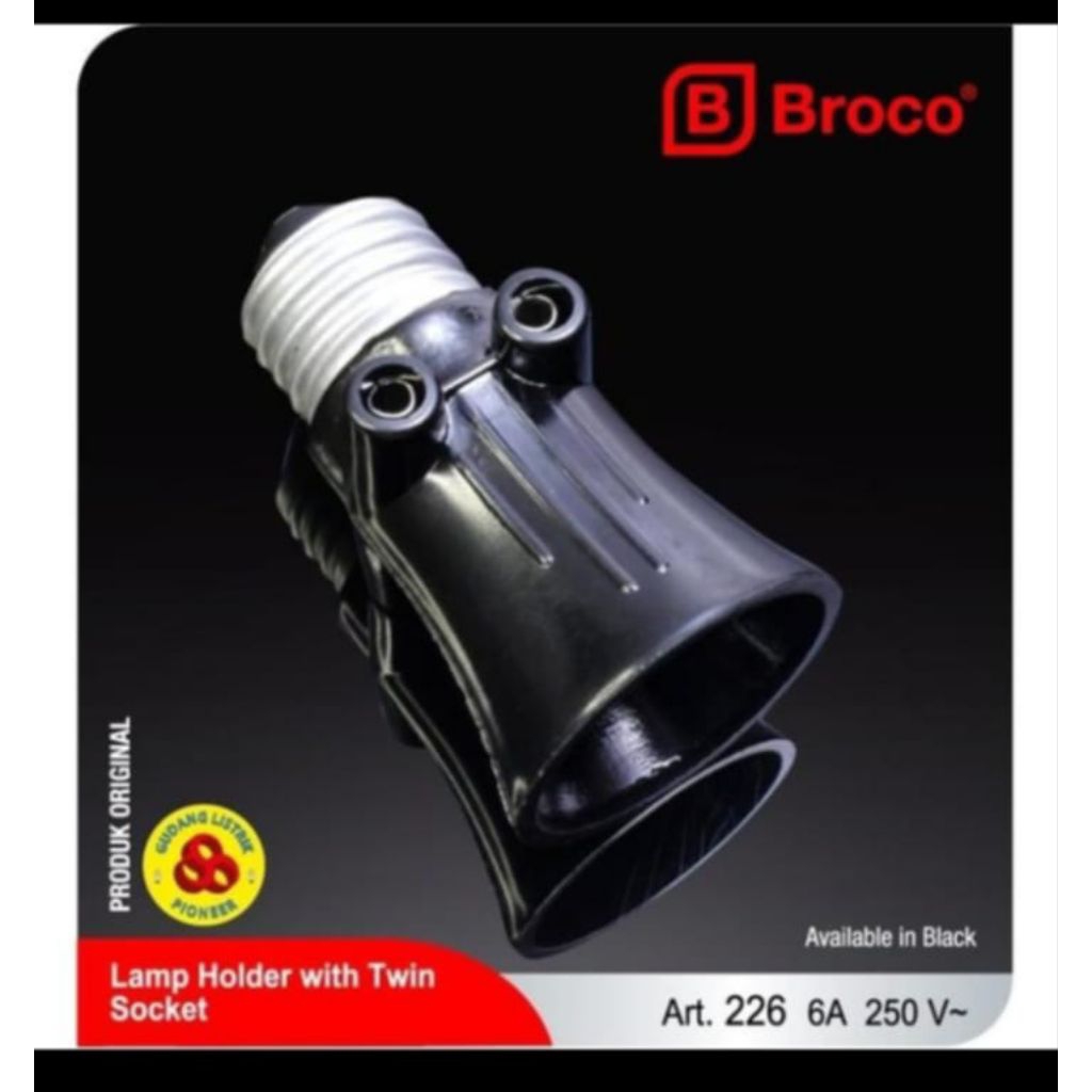 Jual fiting lampu kombinasi broco hitam e 27 fiting sambung | Shopee ...
