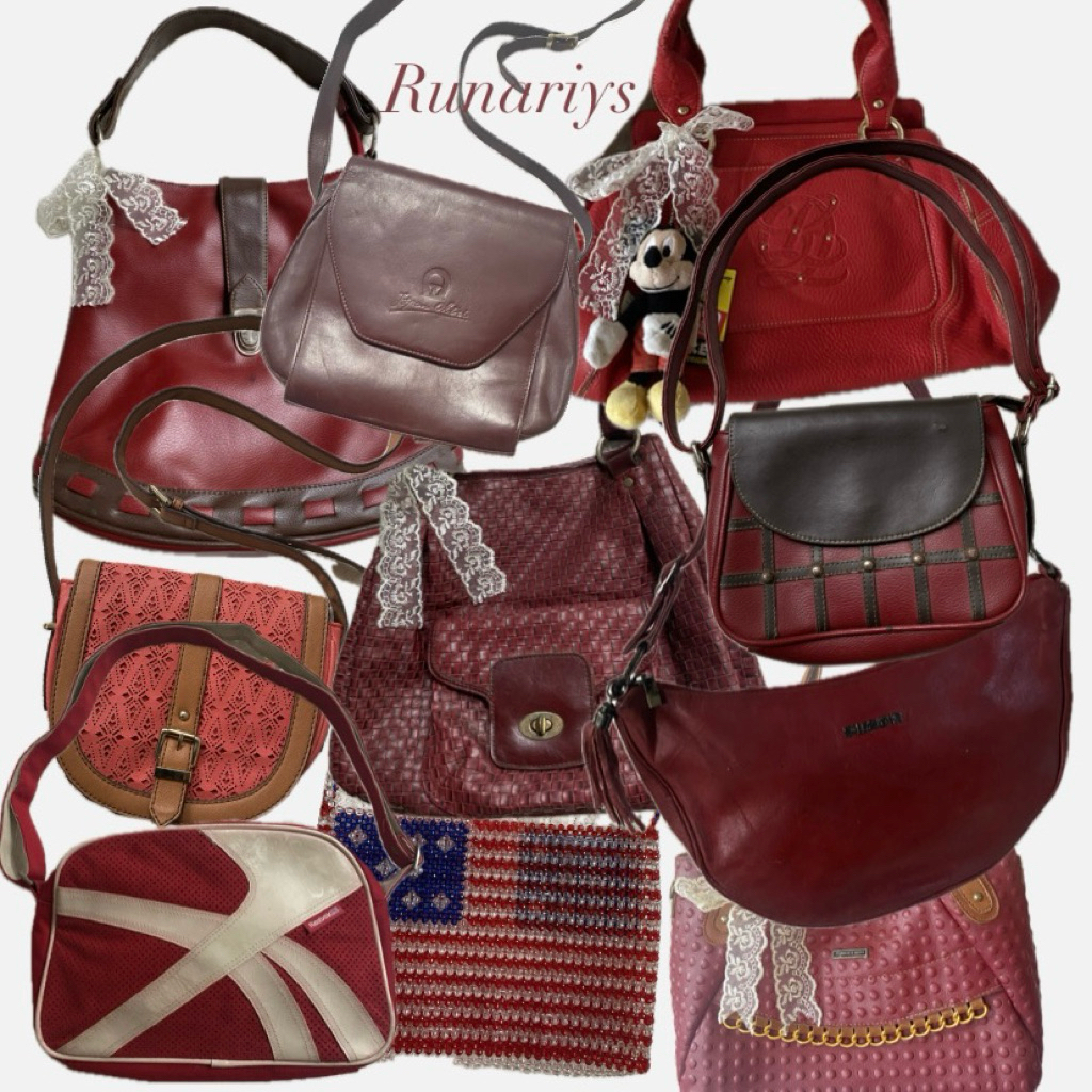 Jual Runariys Tas Vintage Red Maroon Burgundy Merah Sling Shoulder Tote ...