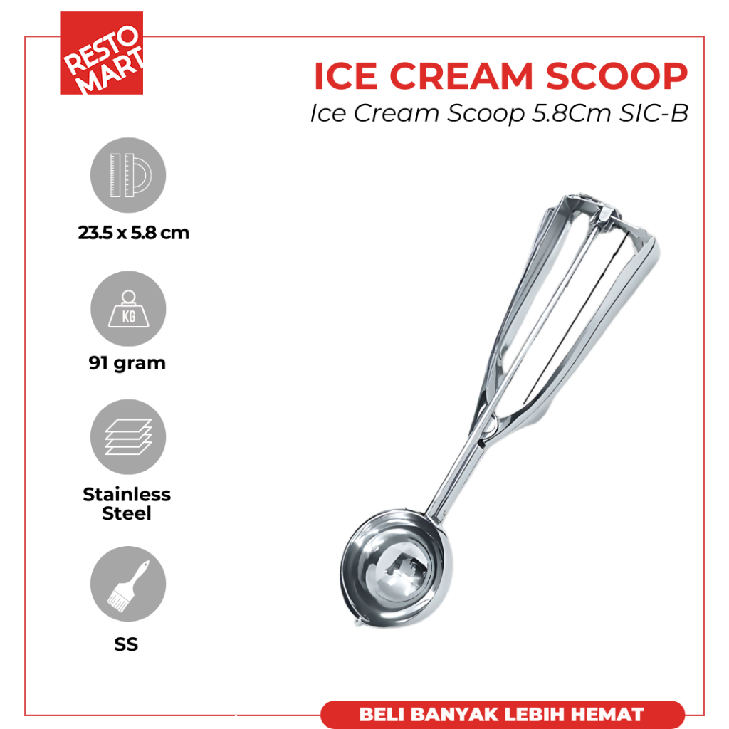 Jual Ice Cream Scoop/Sendok Ice Cream/Scoop Es Krim Ss Size L RESTOMART ...
