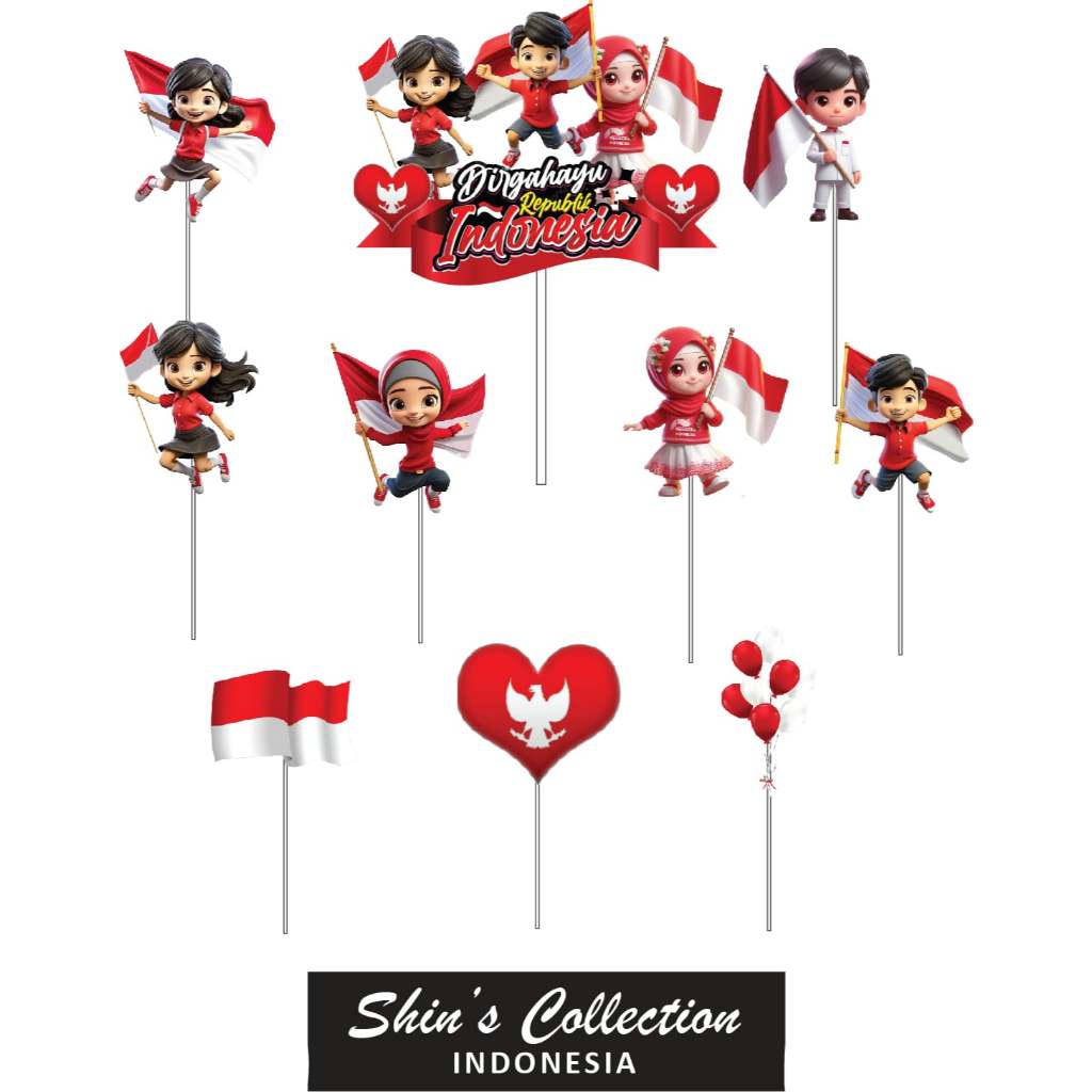 Jual Cake topper dirgahayu Republik Indonesia kemerdekaan Indonesia ...