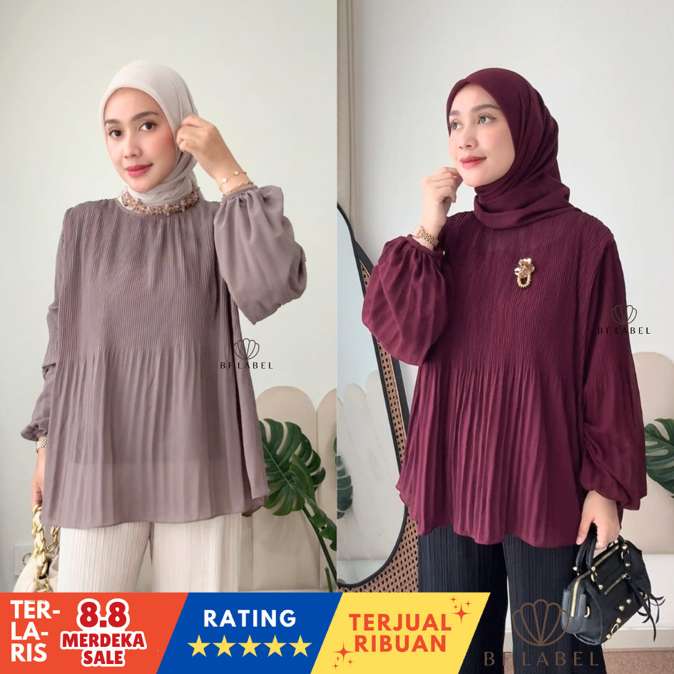 Jual BF Label - FIONA BLOUSE | Pleated Shirt Atasan Plisket Wanita Premium | Lebaran Idul Fitri ...