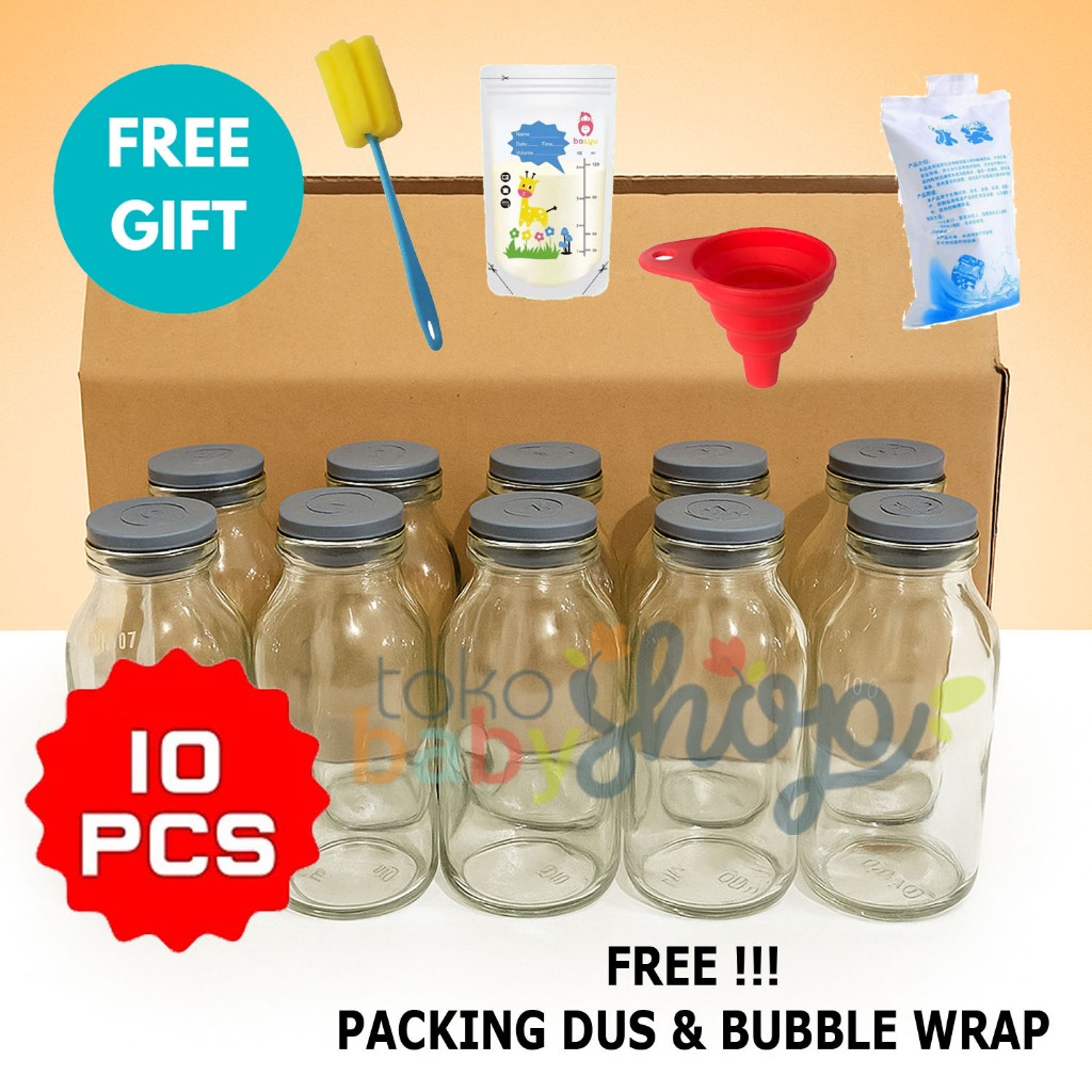 Jual Botol ASI Kaca 100ml Isi 10 – Botol Penyimpanan Susu Bayi Jamu Jus ...