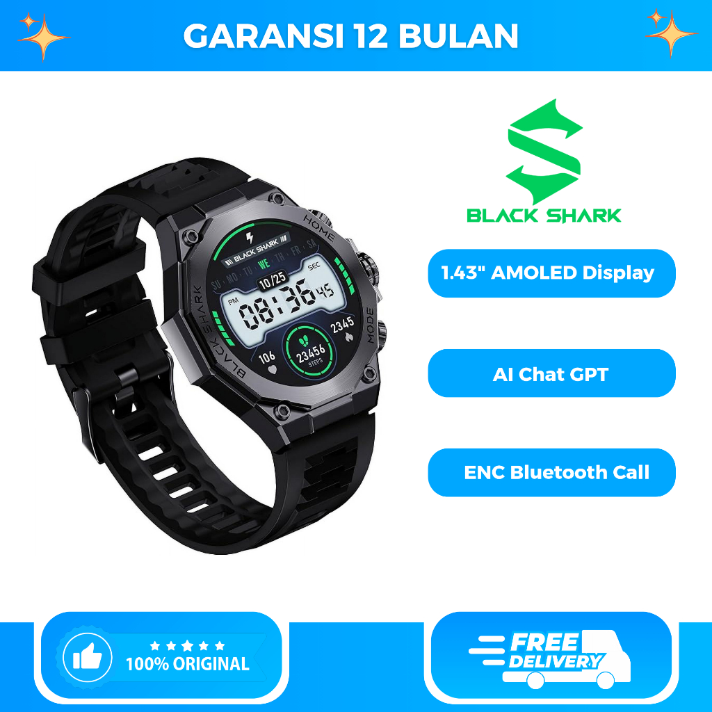Jual Black Shark Smartwatch S1 Pro | 15 Days Baterry Life | ENC Clear ...