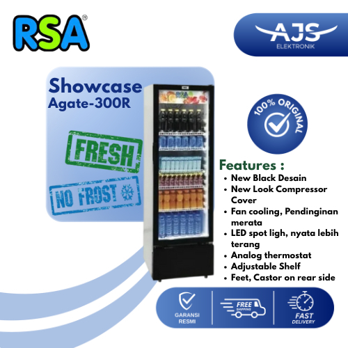 Jual RSA Showcase 1 Pintu AGATE-300R 290L 5 Rak No Frost | Shopee Indonesia