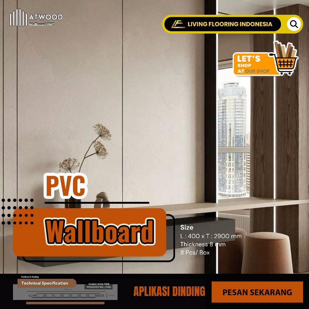 Jual Wallboard Dinding PVC Atwood Motif Elegan Ukuran 40cm x 2900mm ...