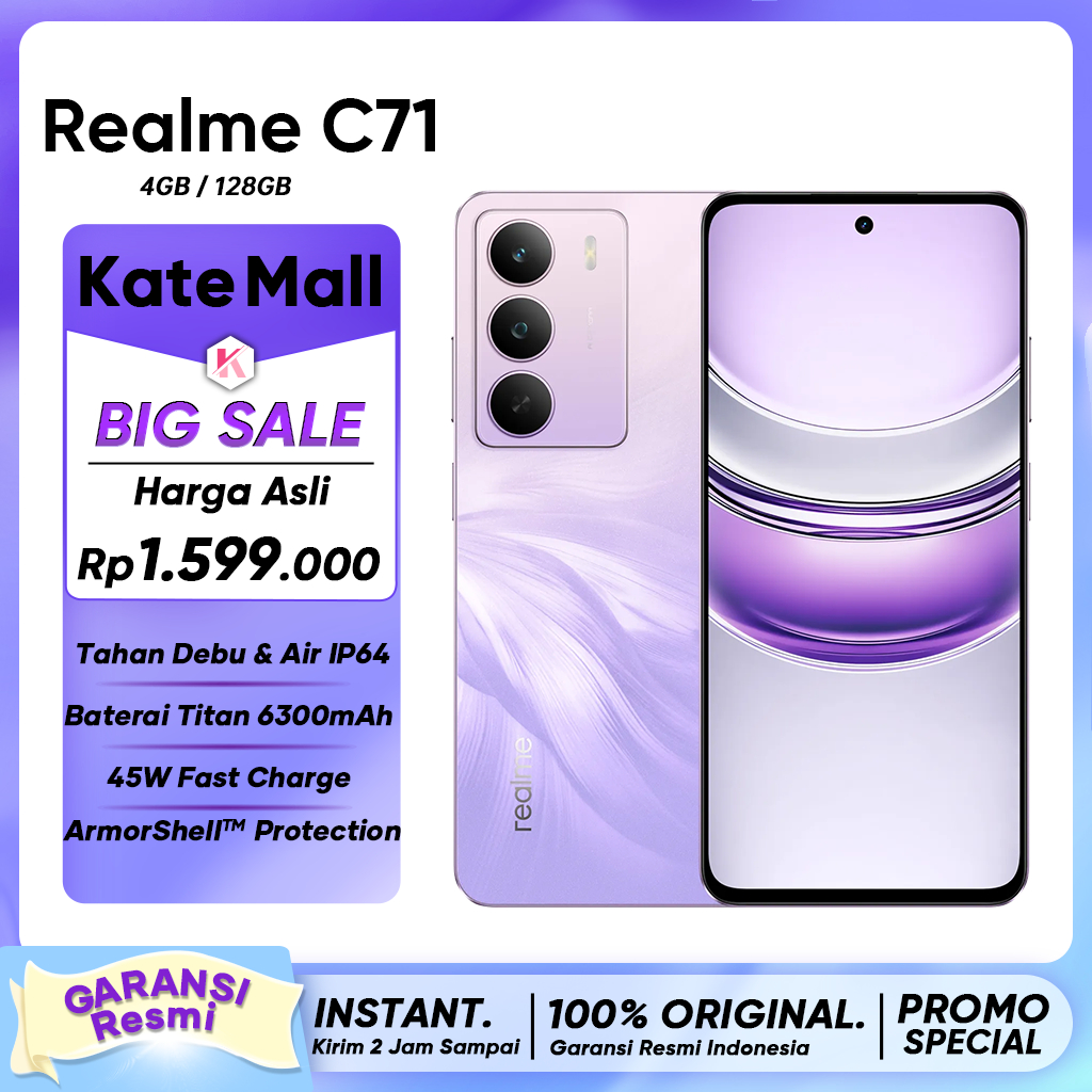 Jual realme C71 (4/128GB) (6/128GB) (8/128GB) - NFC, 120HZ Eye Comfort Display, Garansi Resmi ...