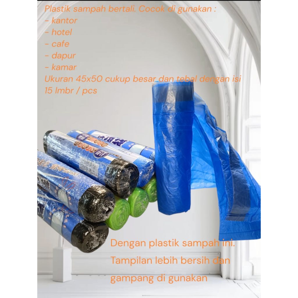 Jual CC- Kantong Plastik Sampah rumah tangga BerTali per 1 roll isi 15 ...