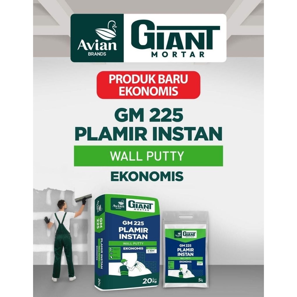 Jual GIANT GM 225 Plamir Instan GIANT kemasan 5 kg dan 20 kg | Shopee ...