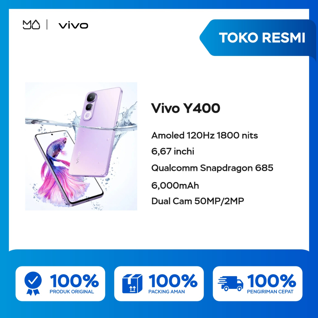 Jual Vivo Y400 8/256GB [Snapdragon 685, 6000 mAh, Android 15] - Garansi ...