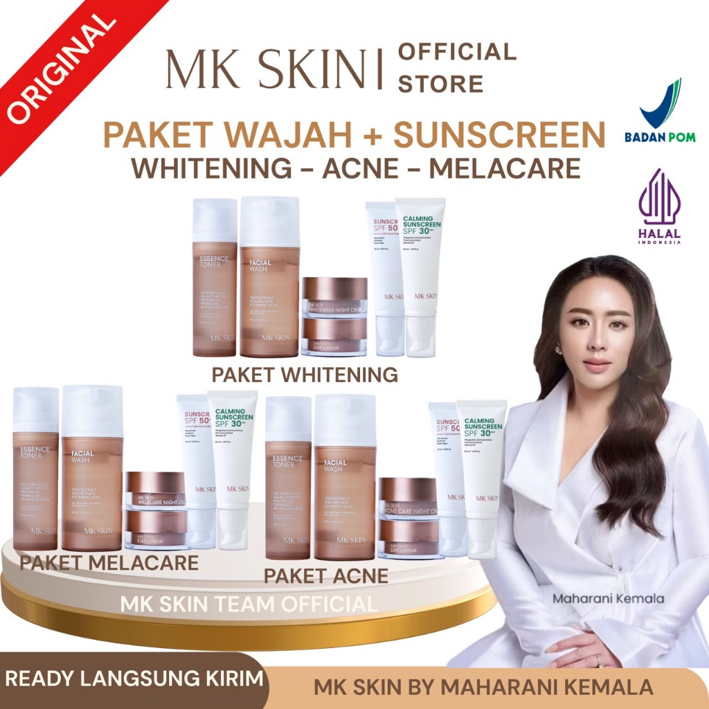 Jual MK SKIN PAKET WAJAH ALL SERIES WHITENING - ACNE - MELACARE ...