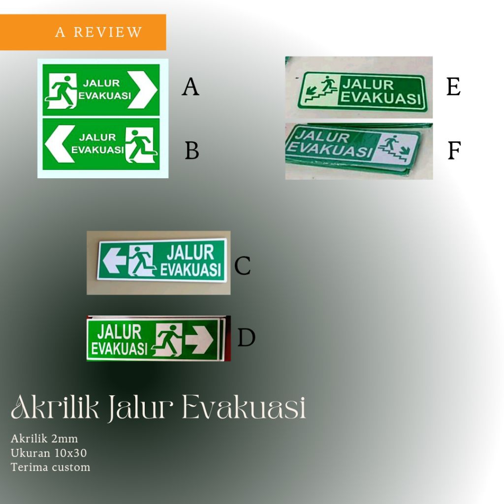 Jual SIGN IN JALUR EVAKUASI AKRILIK FREE DOUBLE TAPE FOAM BISA CUSTOM ...