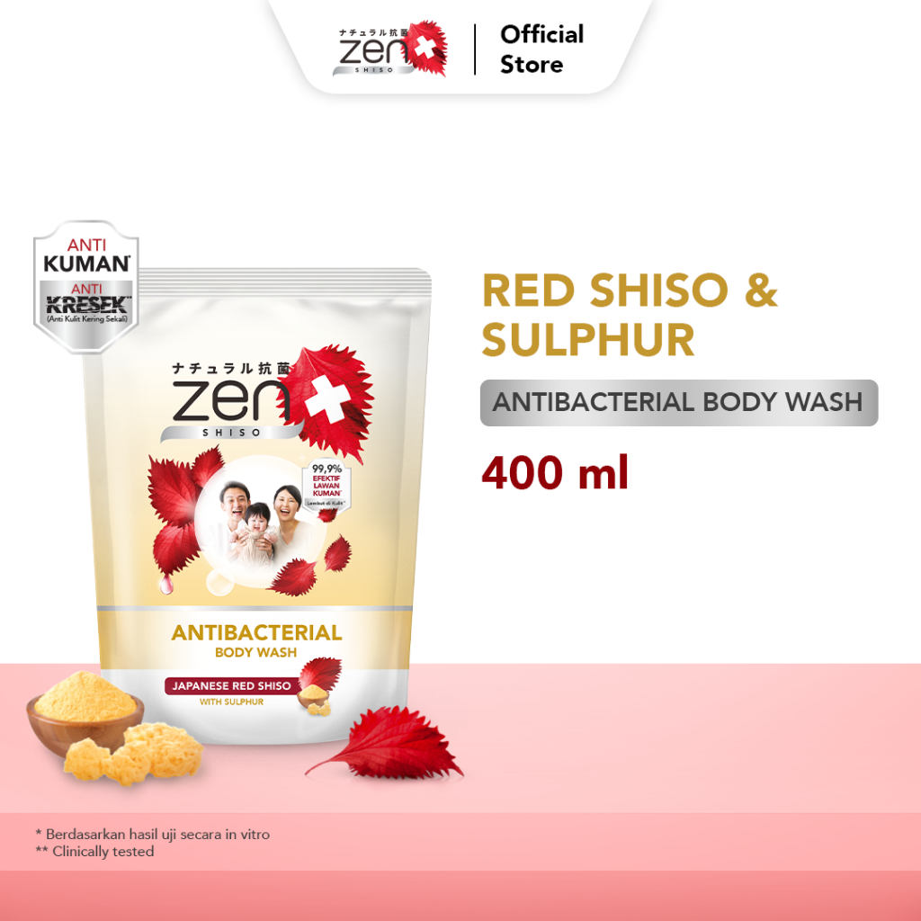 Jual Zen Antibacterial Body Wash Shiso & Sulphur Refill 400ml | Shopee Indonesia