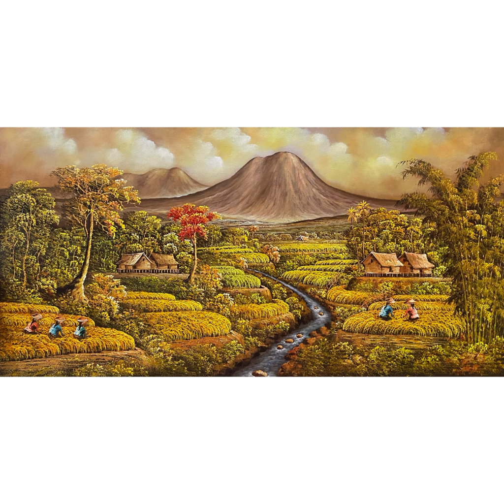 Jual Lukisan Panen Raya, Lukisan Pemandangan, Lukisan Canvas, Ukuran ...