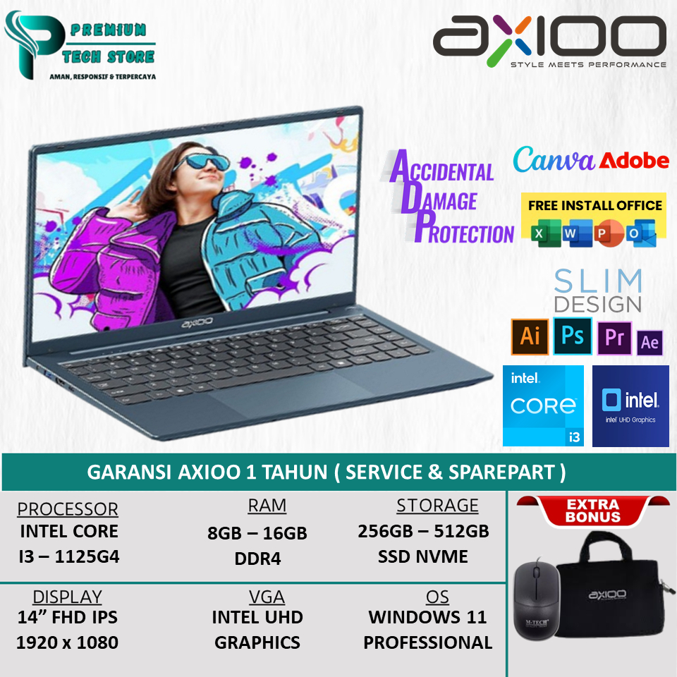 Jual Laptop Axioo Hype 3 Intel Core i3 1125G4 Ram 16GB SSD 512GB FHD IPS Windows 11Profesional ...