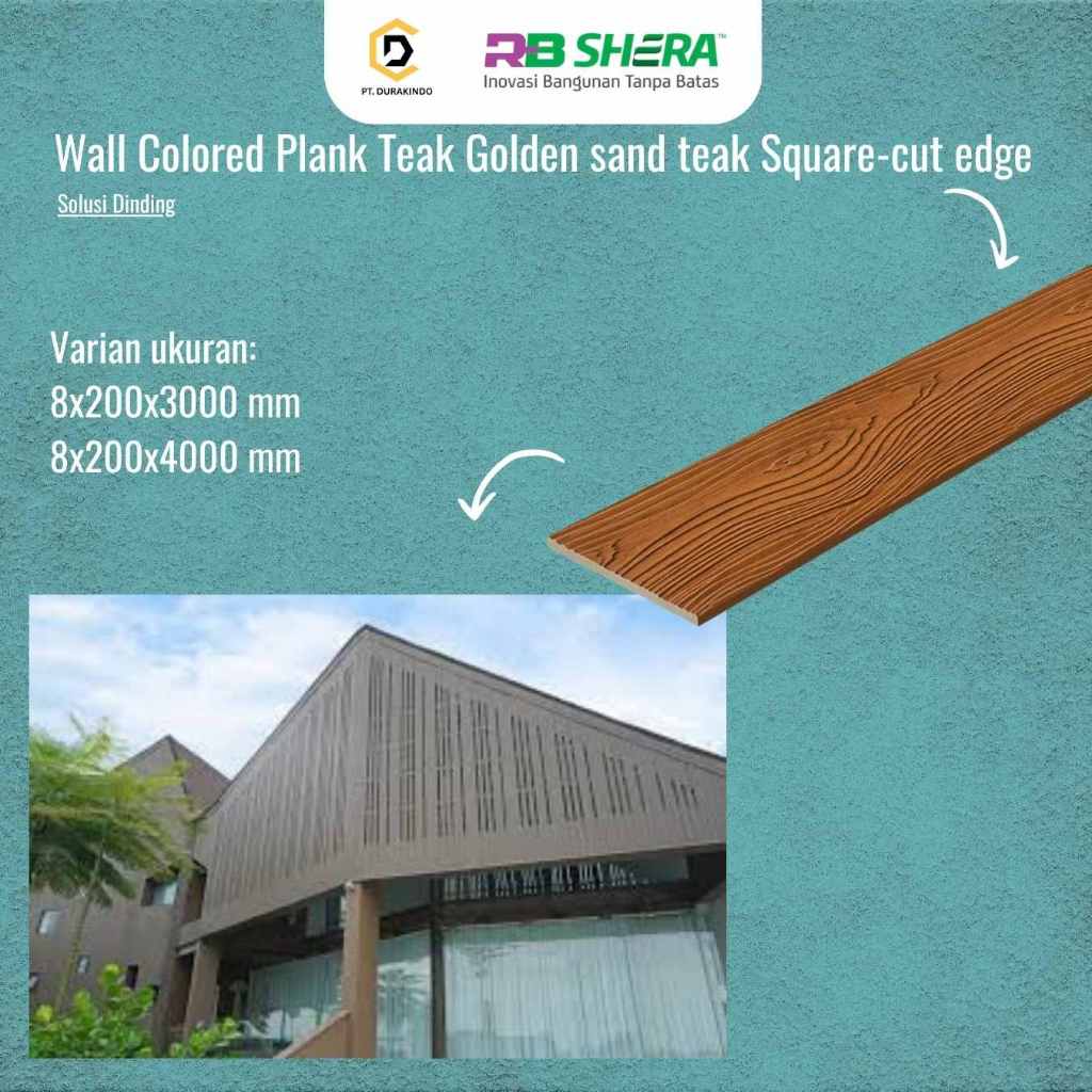 Jual RBShera Wall Colored Plank Teak Golden sand teak Square-cut edge ...
