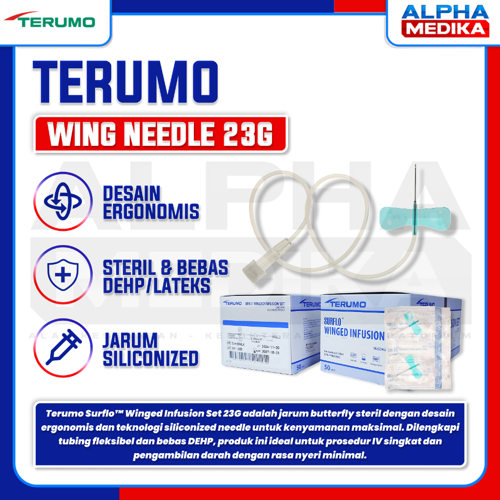 Jual TERUMO - Wing Needle 23G Terumo "PCS" / Winged Infusion Set 23g ...