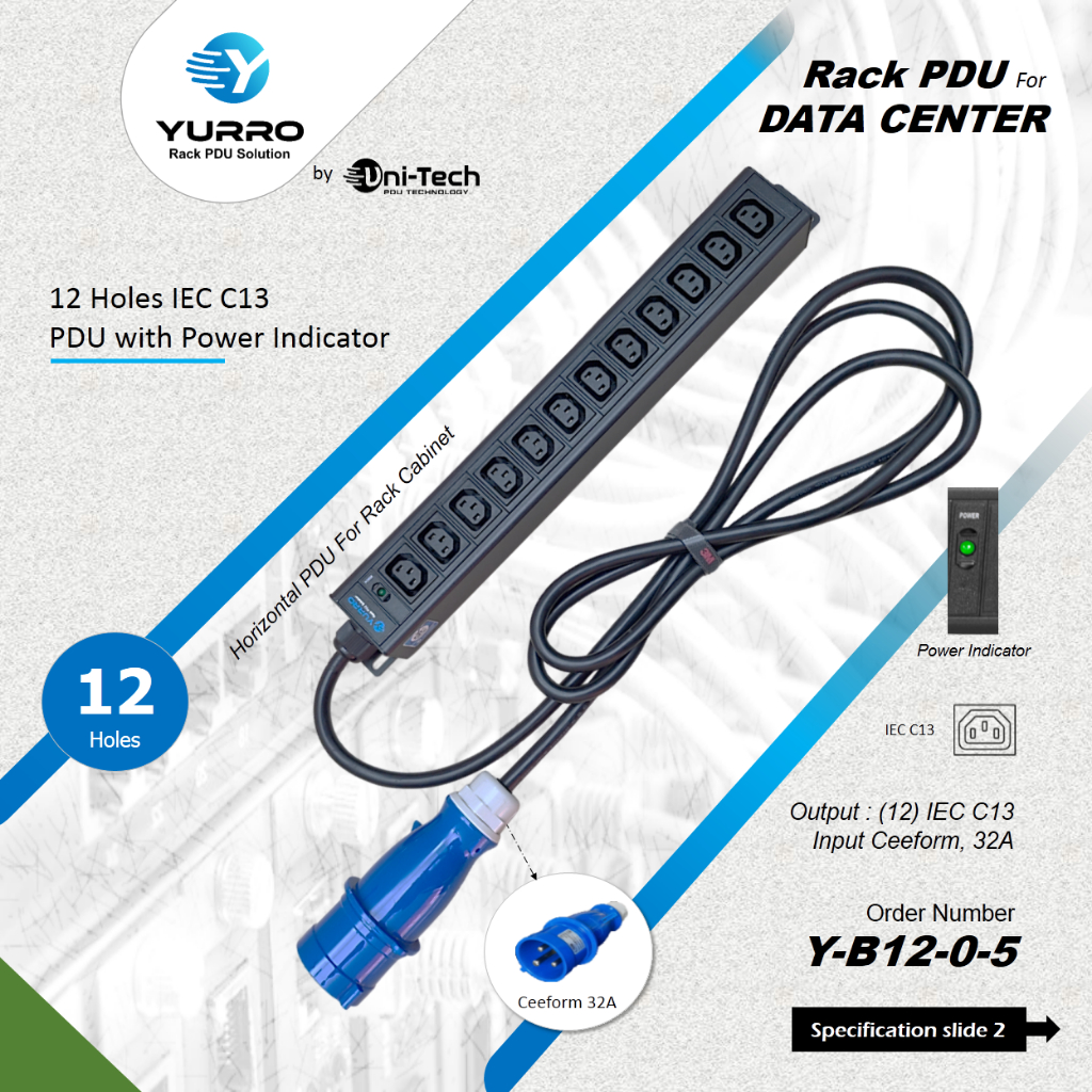 Jual Power Distribution Unit 12 Holes PDU IEC C13 with Power Indicator ...