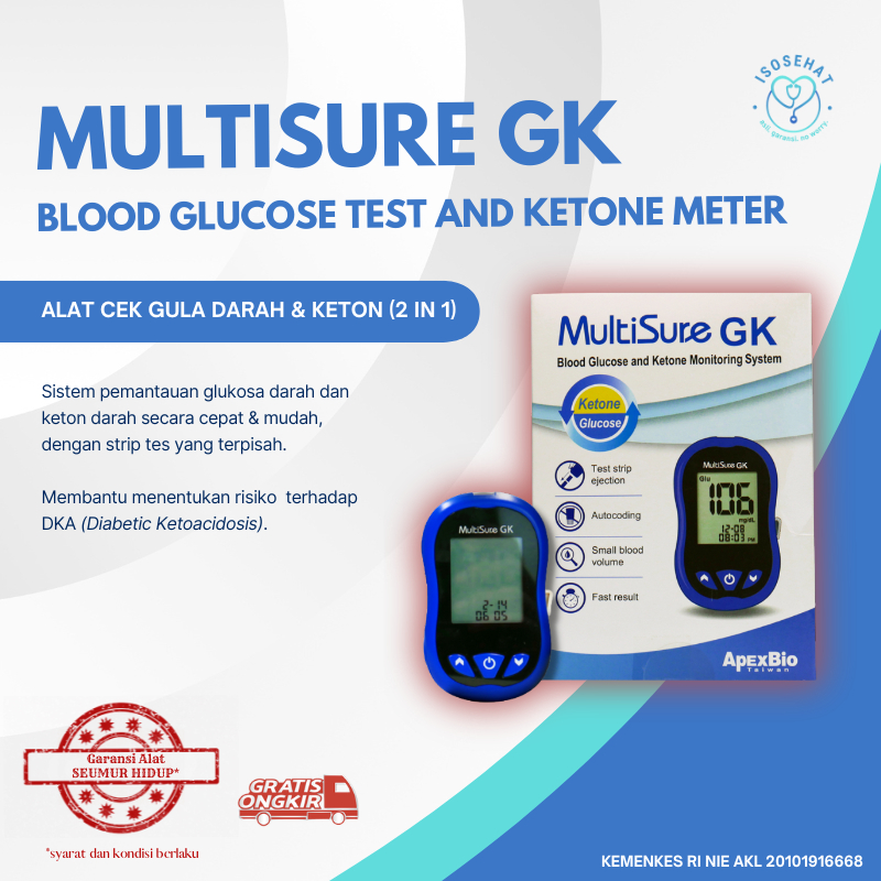 Jual Alat Ukur Gula dan Keton Darah MULTISURE GK Blood Glucose Test and ...
