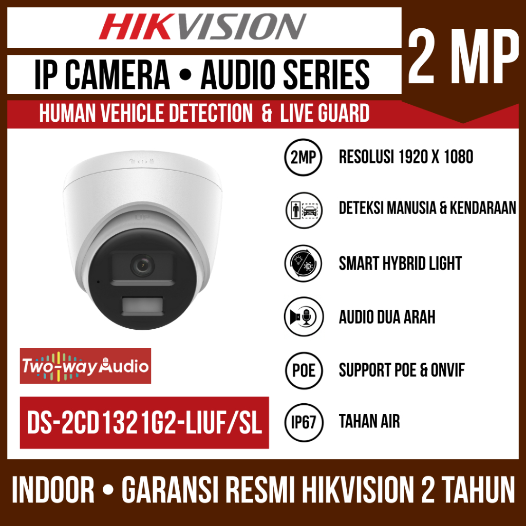 Jual DS-2CD1321G2-LIUF/SL HIKVISION IP CAMERA CCTV 2MP INDOOR TWO WAY ...