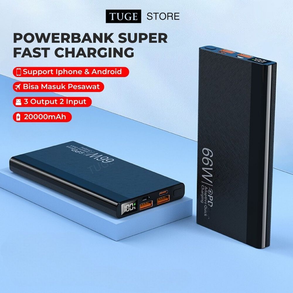 Jual TUGE 66W Powerbank Fast Charging] 20000mAh LED Display 2 Output ...