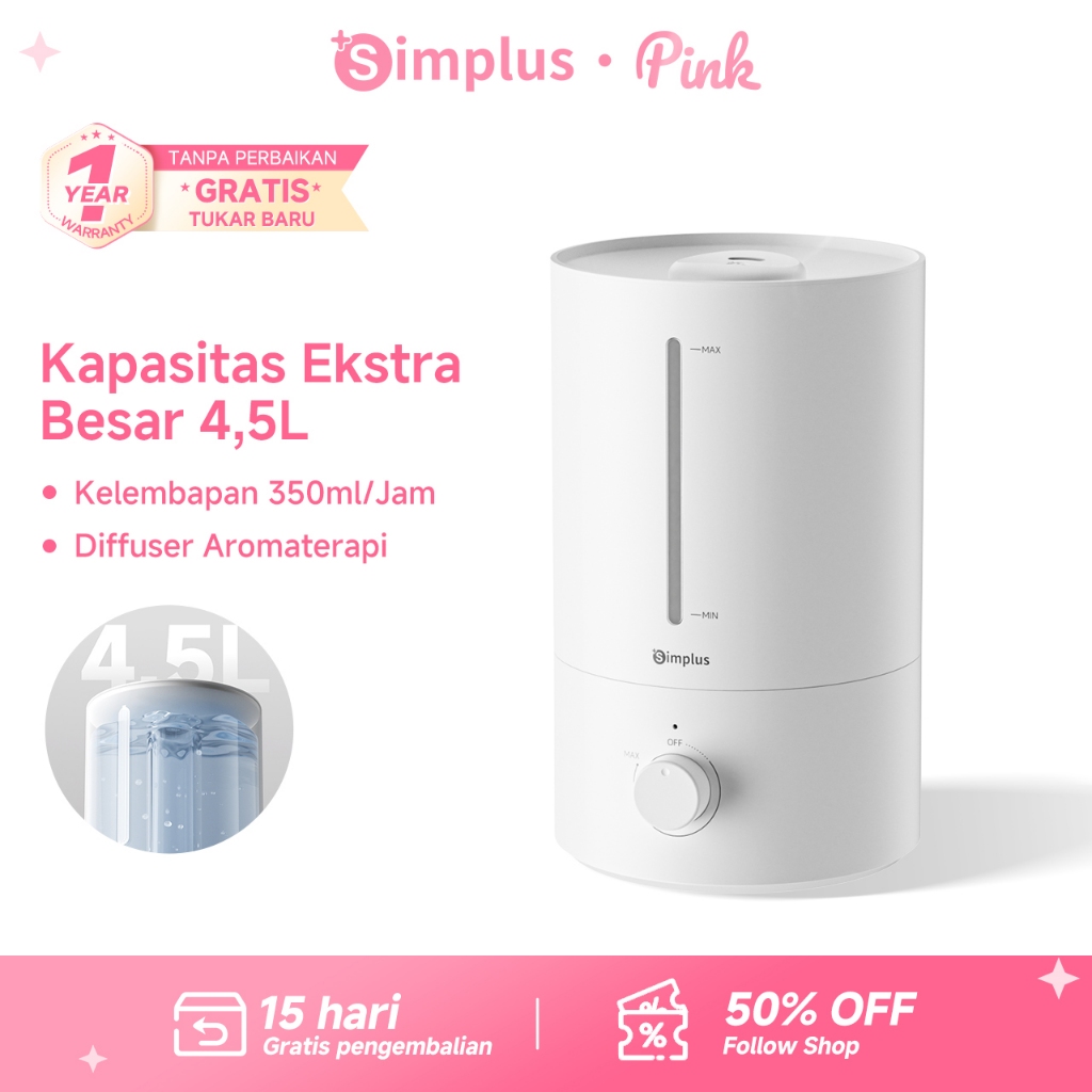 Jual Simplus Pink 350ml/h Upgrad Humidifier 4.5L Diffuser | Shopee ...