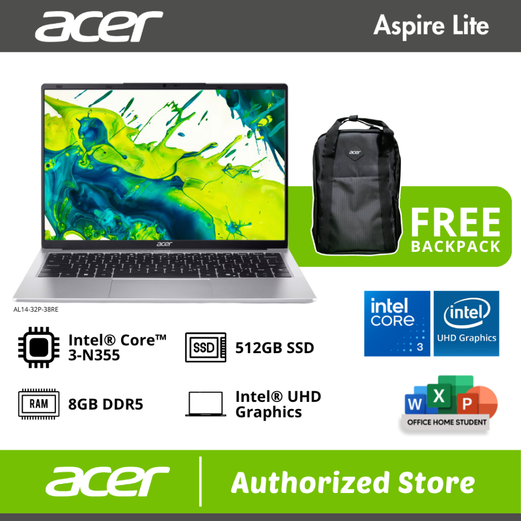 Jual ACER Aspire Lite AL14 32P 38RE Core i3 N355 RAM 8GB 512GB SSD 14 ...
