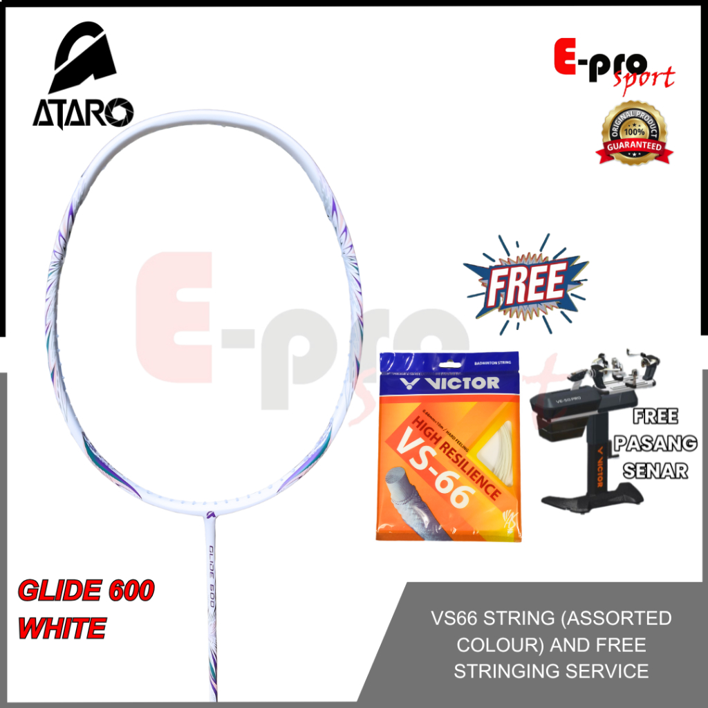 Jual New ! Raket Badminton Ataro Glide 600 White Original Bulutangkis ...