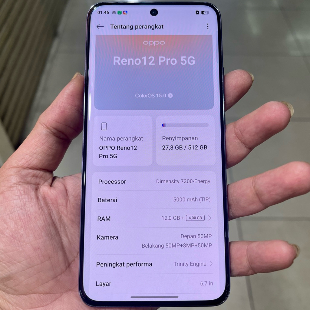 Jual oppo reno 12 pro ram 12 / 512 resmi fullset original garansi ...