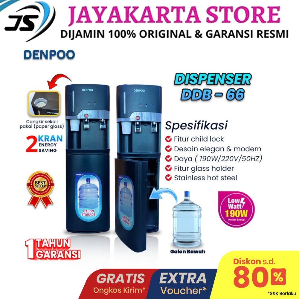 Jual DISPENSER GALON BAWAH DDB 66 PANAS DAN NORMAL DENPOO DISPENSER ...