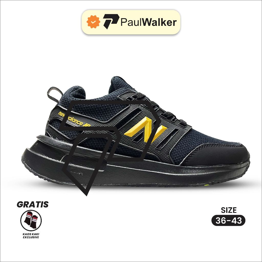 Jual SEPATU SNEAKERS RUNNING FULL BLACK GOLD / SEPATU KERJA / SEPATU ...