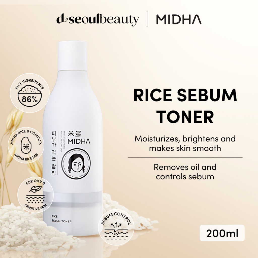 Jual MIDHA Rice Sebum Toner 200ml - Toner membantu membersihkan kotoran dan memperbaiki tekstur ...