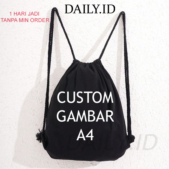 Jual TAS SERUT HITAM KANVAS CUSTOM 1 HARI JADI (BISA GAMBAR DAN TULISAN ...