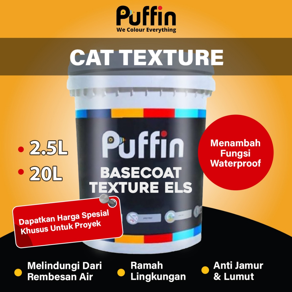 Jual Cat Tembok Basecoat Tekstur Puffin Basecoat Texture ELS 2.5 LTR ...