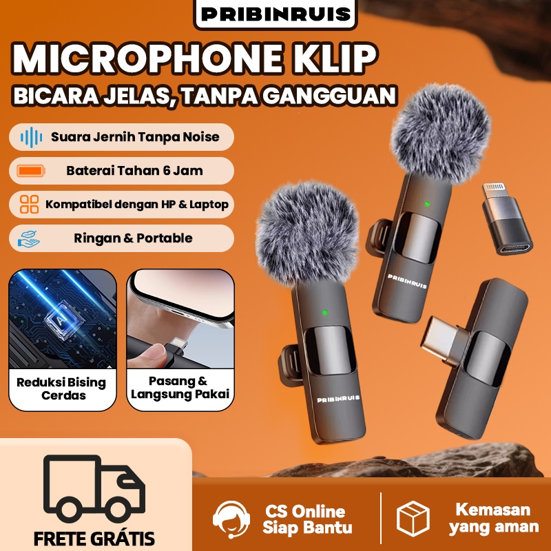 Jual PRIBINRUIS Mic Wireless Clip on Microphone Mikrofon Lavalier HP ...
