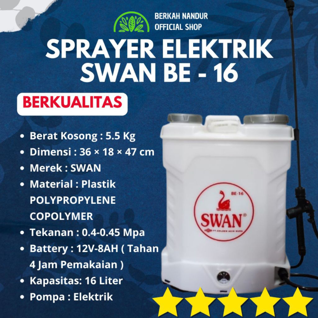 Jual Tangki Sprayer 16 Liter Swan BE16 sprayer Tanaman Sprayer listrik ...