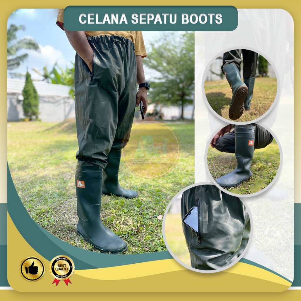 Jual Celana Sepatu Boots Anti Air + Kantong | Sepatu Petani Pria Wanita ...