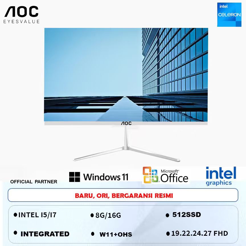 Jual AOC Komputer Full PC All-in-One 19‘ 22’ 24‘ 27“ Baru Terbaru HD ...