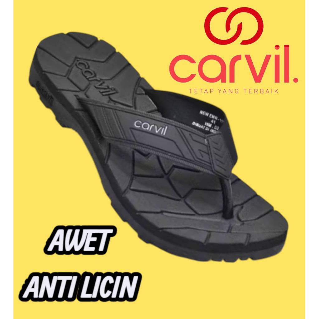Jual promo sandal carvil jepit hitam terbaru | Shopee Indonesia