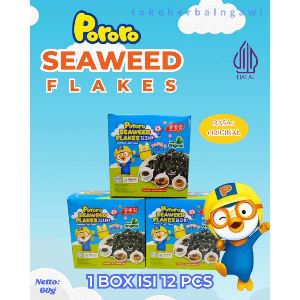 Jual ( 1 BOX ) PORORO SEAWEED FLAKES / RUMPUT LAUT KERING TABUR ...