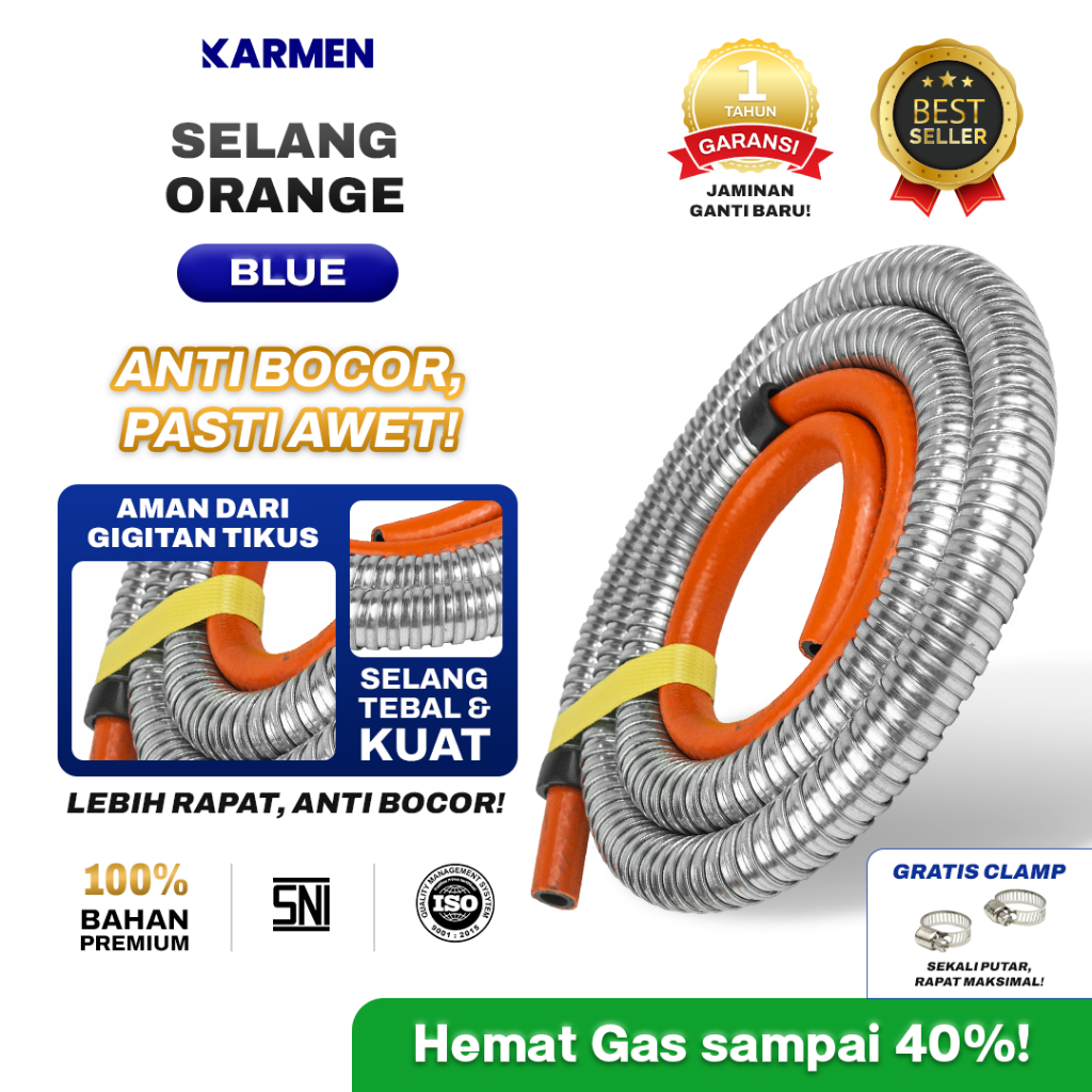 Jual KARMEN - Selang Regulator Gas Orange 1,8 Meter GARANSI 1 TAHUN ...