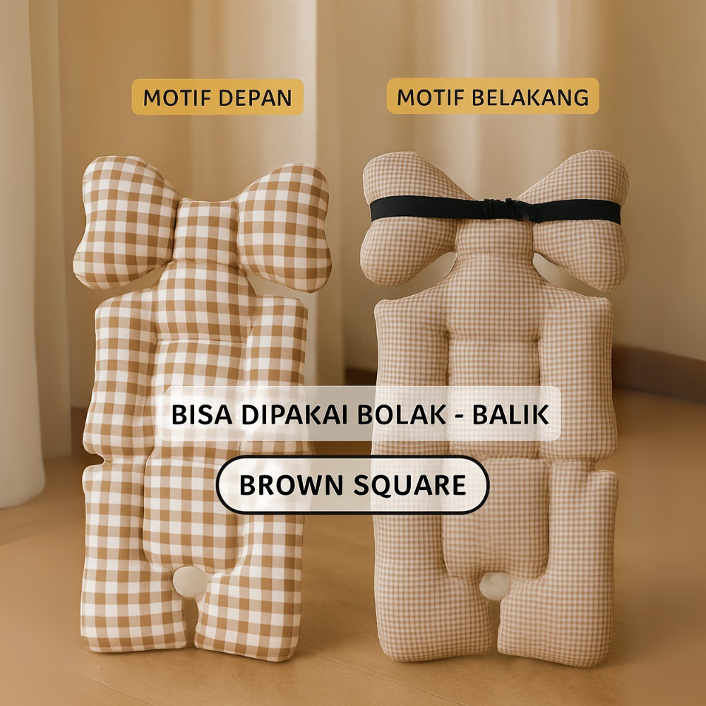 Jual Alas Stroller Pad BROWN SQUARE Katun Jepang BantalanKereta Dorong ...
