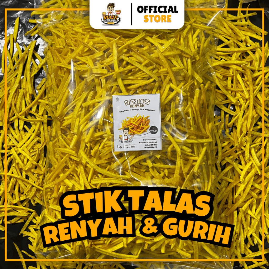 Jual 1KG - Stik Talas Super Renyah [NOLIS SNACK & FOOD] Keripik Stik ...