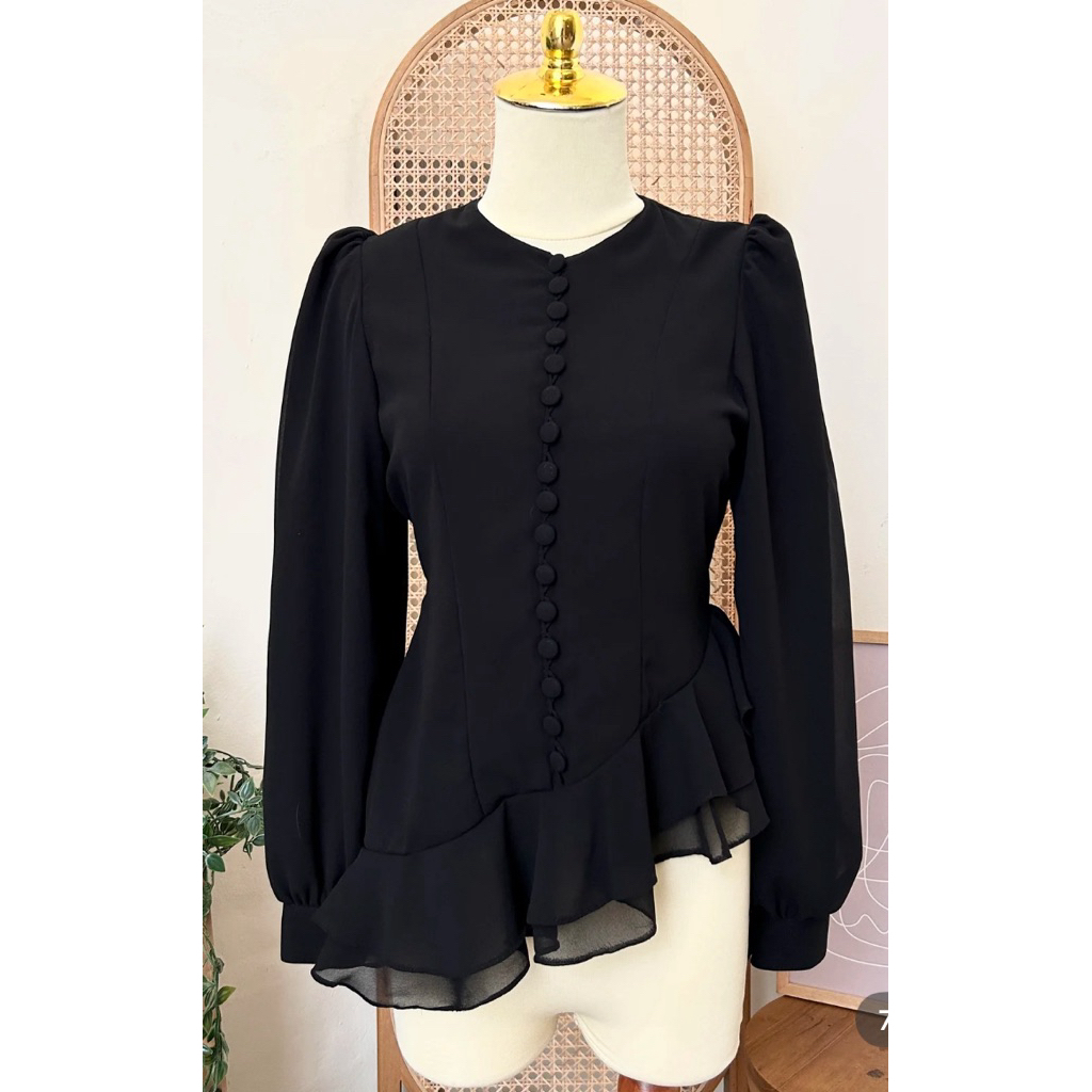 Jual preloved korean blouse black | Shopee Indonesia