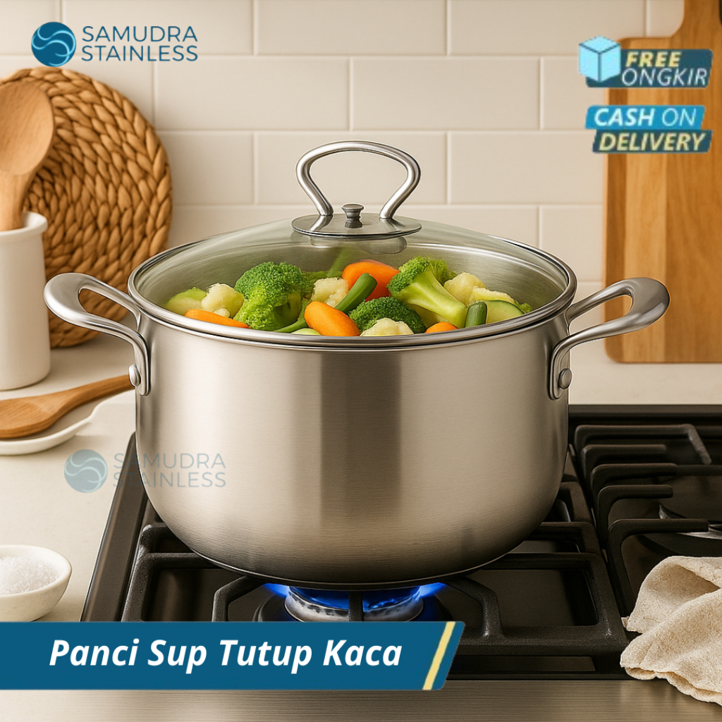 Jual SUBRON Panci Sup Soup Pot Tutup Kaca Murah Gagang Stainless steel ...