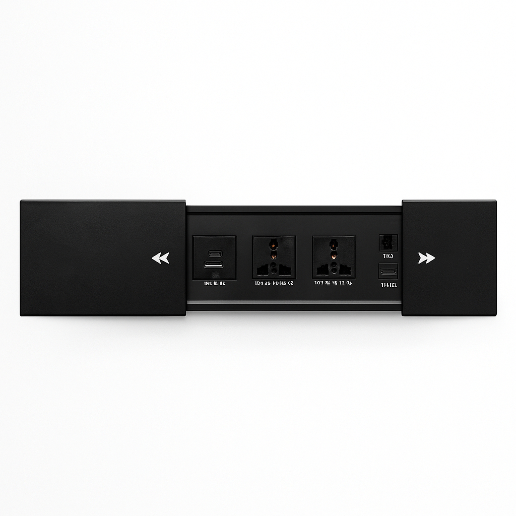 Jual Stop kontak geser sliding meja kantor 3 pin USB A+C HDMI LAN Cat6 ...