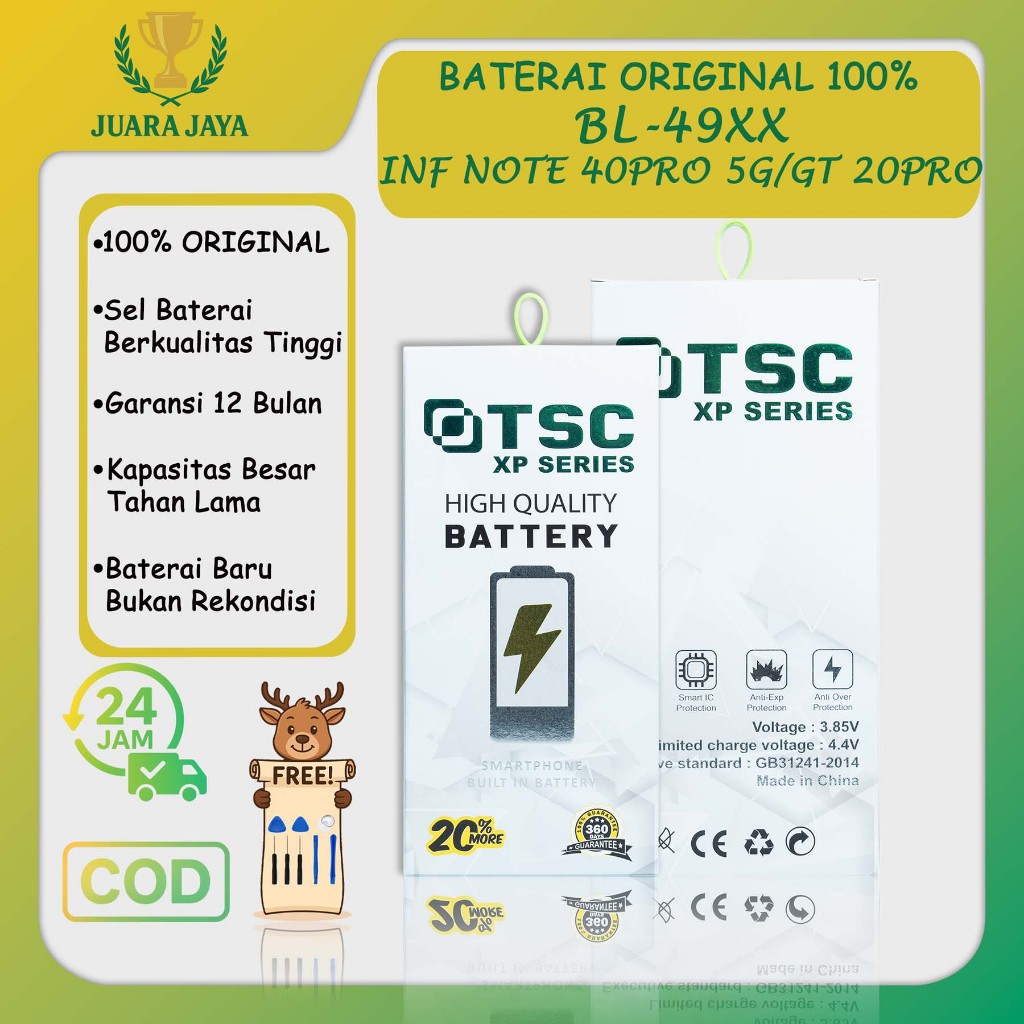 Jual BATERAI 100% ORIGINAL BL-49XX FOR INFINIX NOTE 40 PRO 5G / GT 20 ...