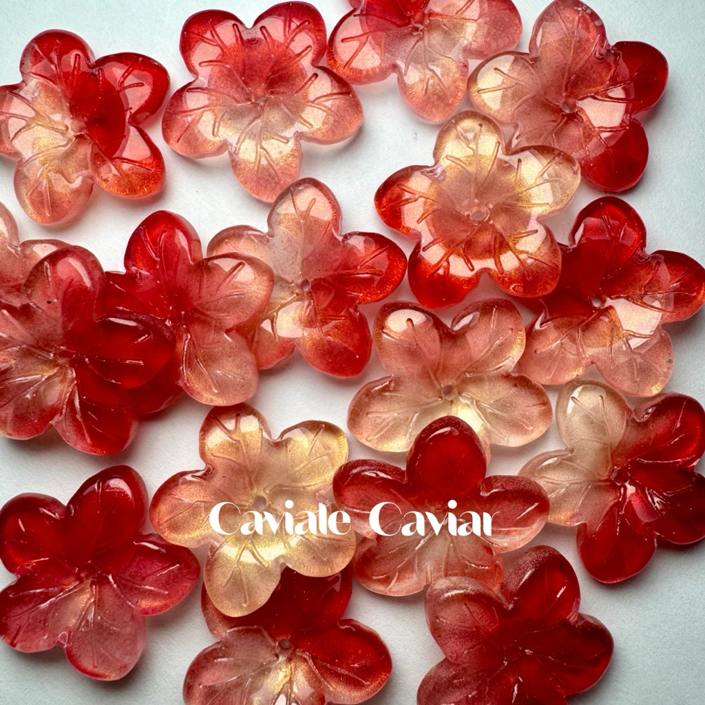 Jual 5pcs Beads Bunga Kaca Gradasi Glass | Warna Sakura Flower ...